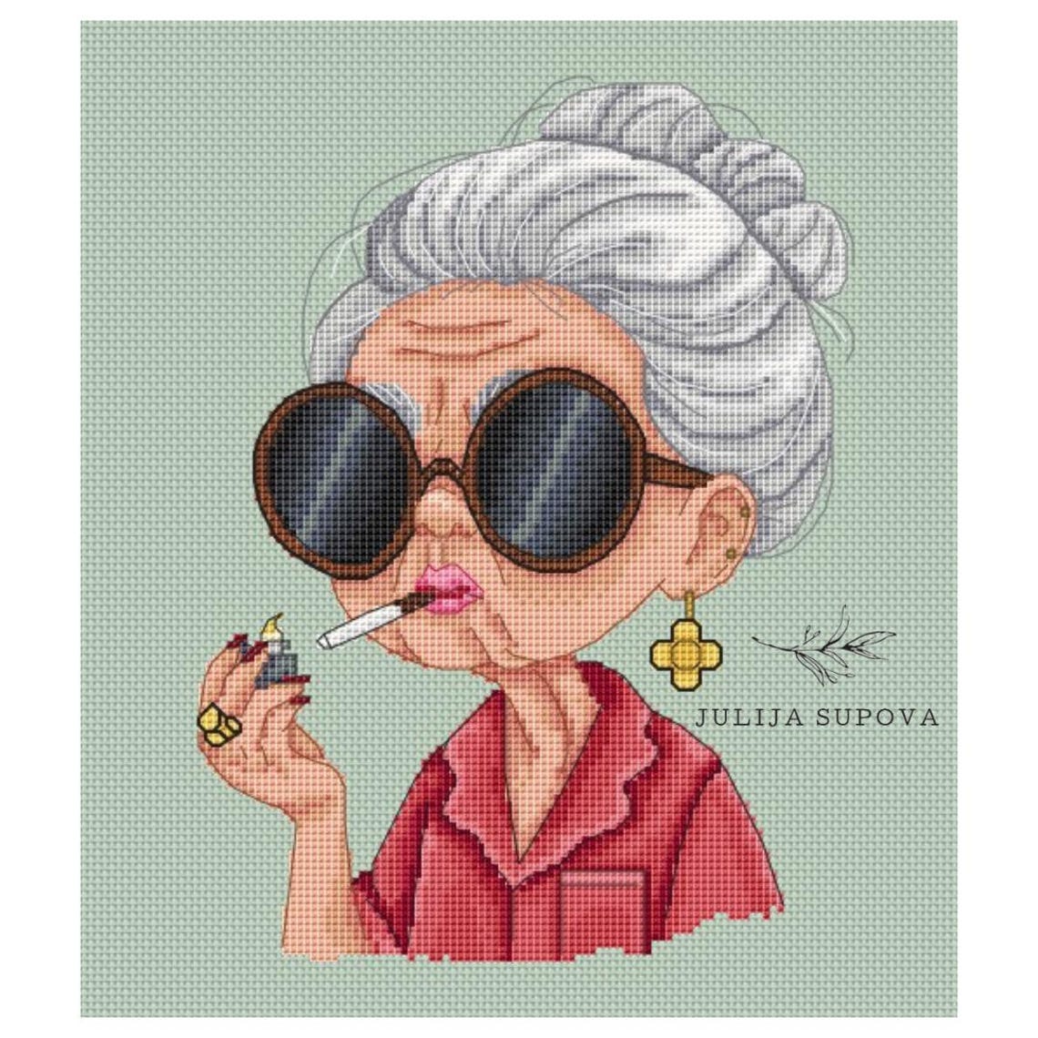Cool Grandma Pdf Cross Stitch Pattern Funny Ornament Handmade Gift for ...