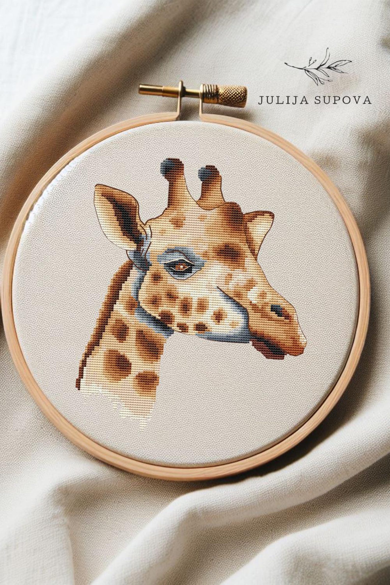 Giraffe Cross Stitch Pattern Needlepoint Canvas Safari Animals Funny ...