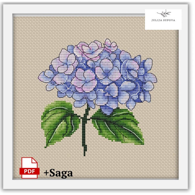 Hydrangea Cross Stitch Pattern Floral Modern Embroidery Flower Chart ...
