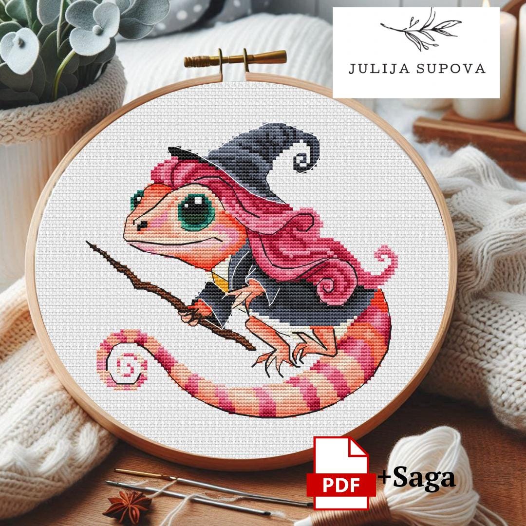 Magic Lizard Pdf Cross Stitch Pattern Hand Sewing Embroidery Design ...