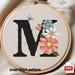 Personalized Letter M Cross Stitch Pattern Floral Embroidery Design ...