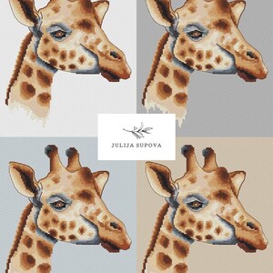 Giraffe Cross Stitch Pattern Needlepoint Canvas Safari Animals Funny ...