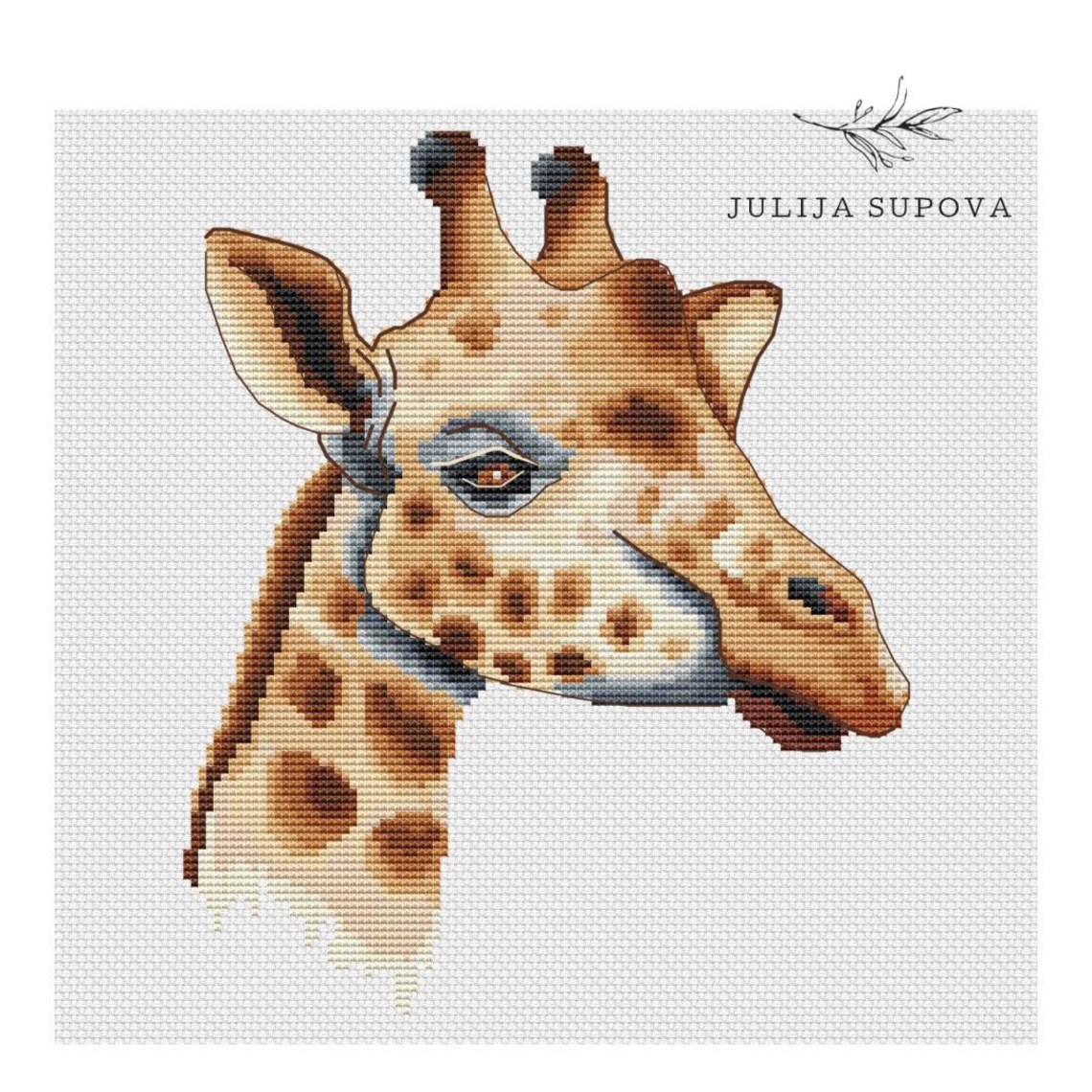 Giraffe Cross Stitch Pattern Needlepoint Canvas Safari Animals Funny ...