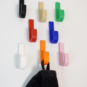 Colorful Wall Hooks - Self Adhesive or Screw Mount - 18 Color Options ...
