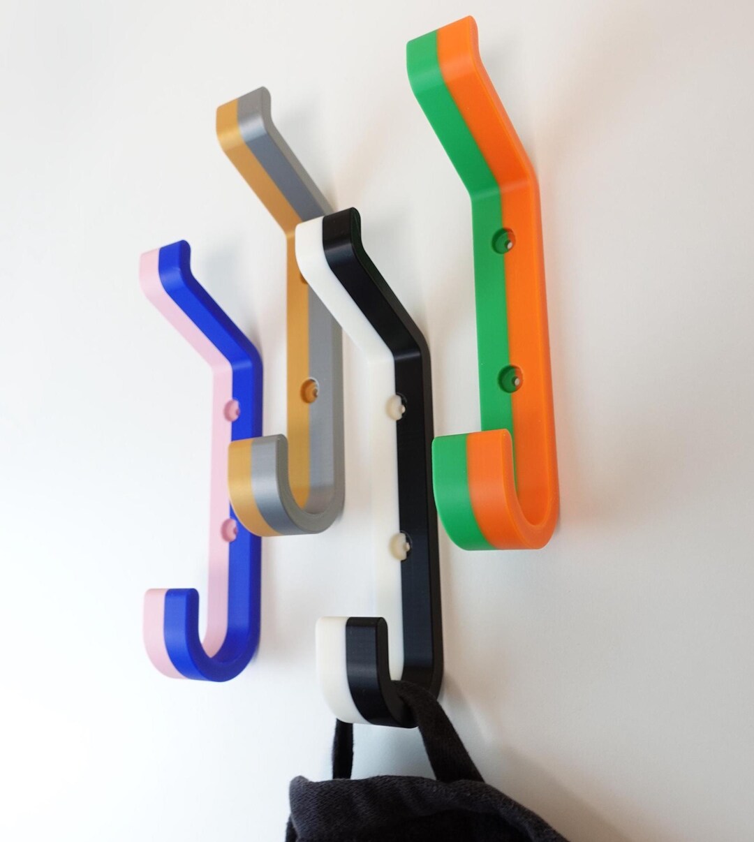 Two Tone Wall Hooks Screw in Strong Plastic Coat Hooks 18 Colors - Etsy
