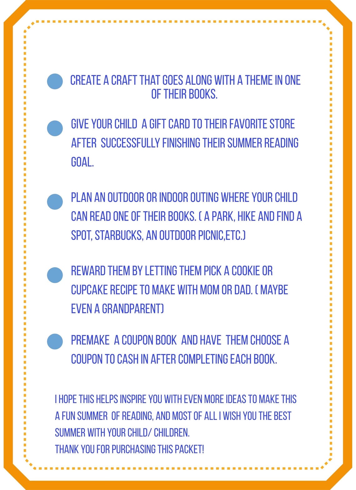 Summer Reading Goal Packet for Child’s List of Books to Read This ...