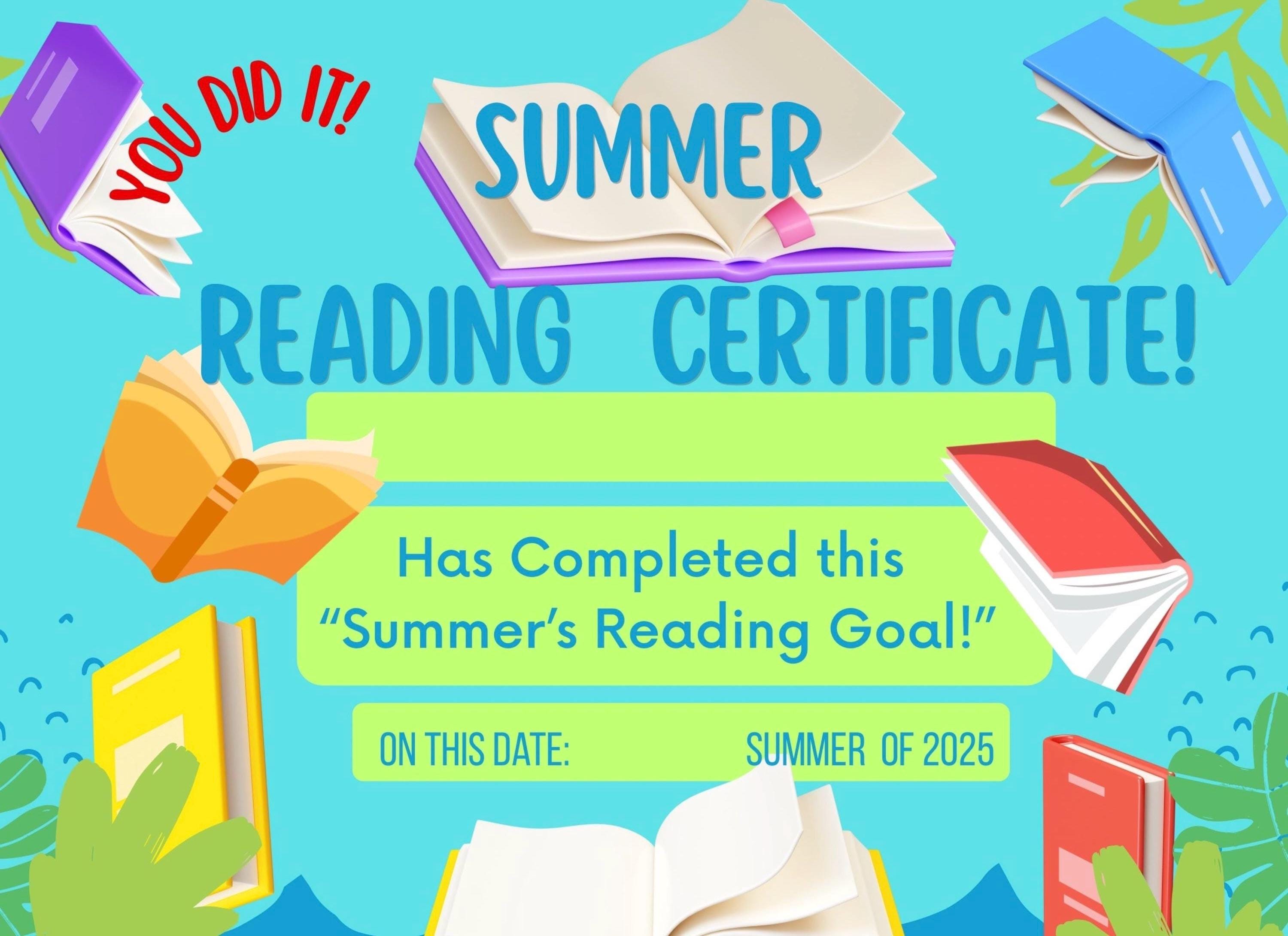 Summer Reading Goal Packet for Child’s List of Books to Read This ...