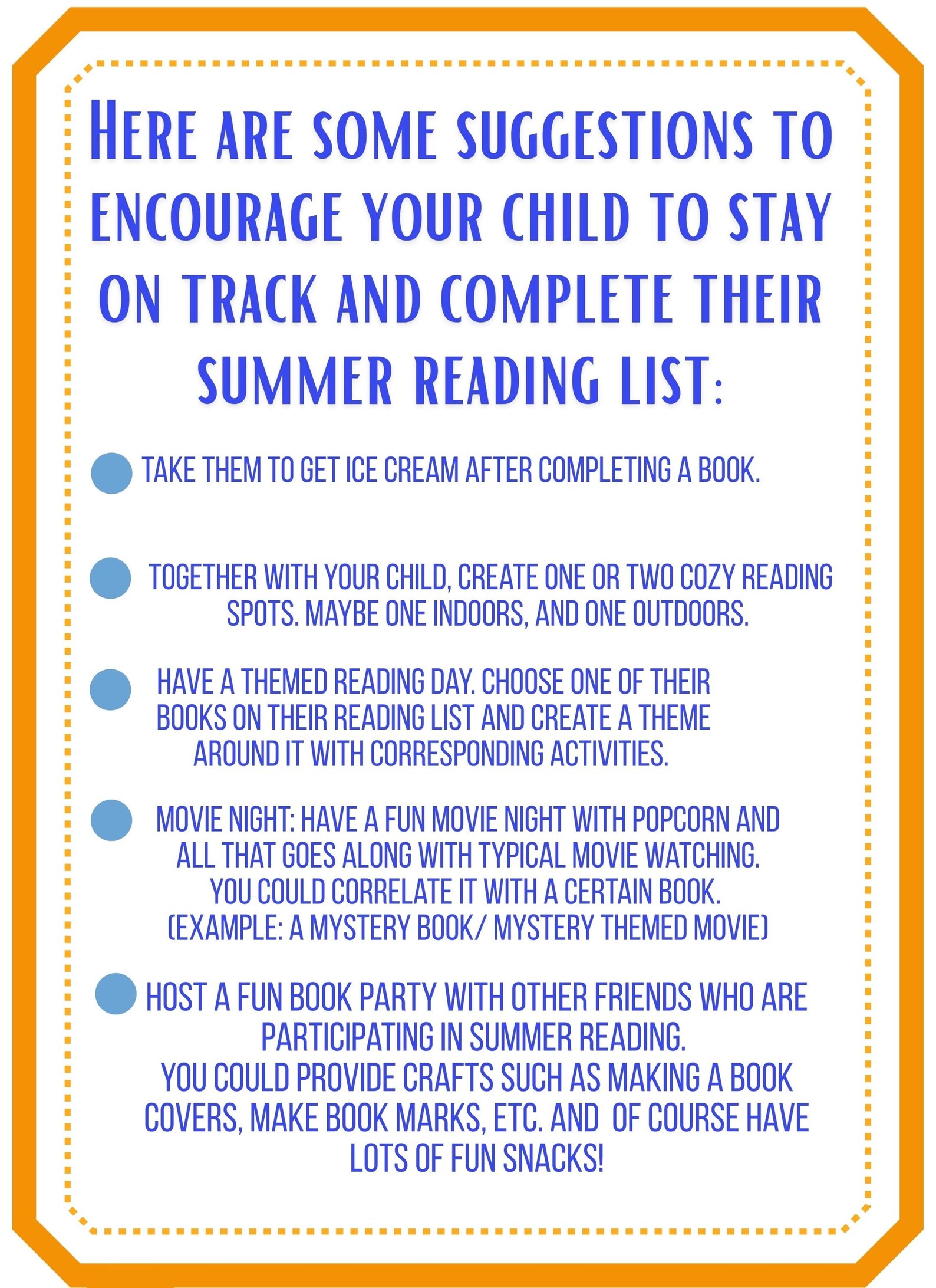 Summer Reading Goal Packet for Child’s List of Books to Read This ...