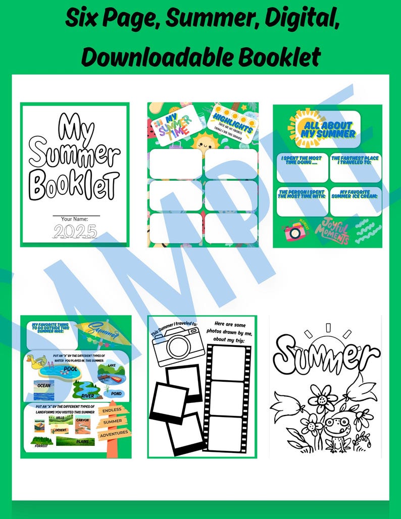 All About My Summer Booklet for Kids to Memorialize Their Summertime ...