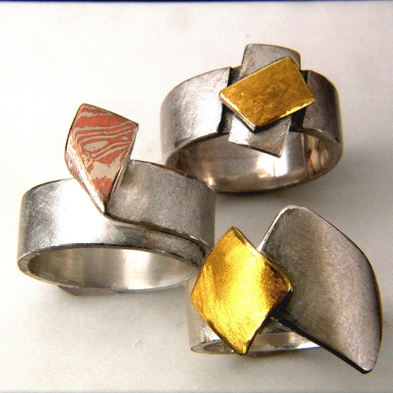 Gold Keum-boo Ring With Silver Argentium Base - Etsy