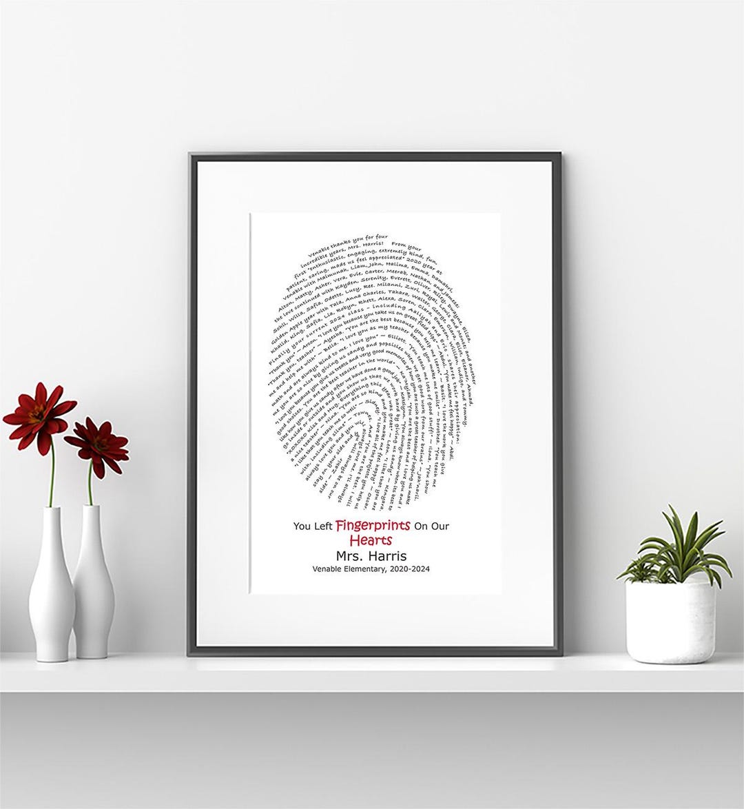 Personalized Fingerprint Gift for Teacher or Special Someone - up to ...