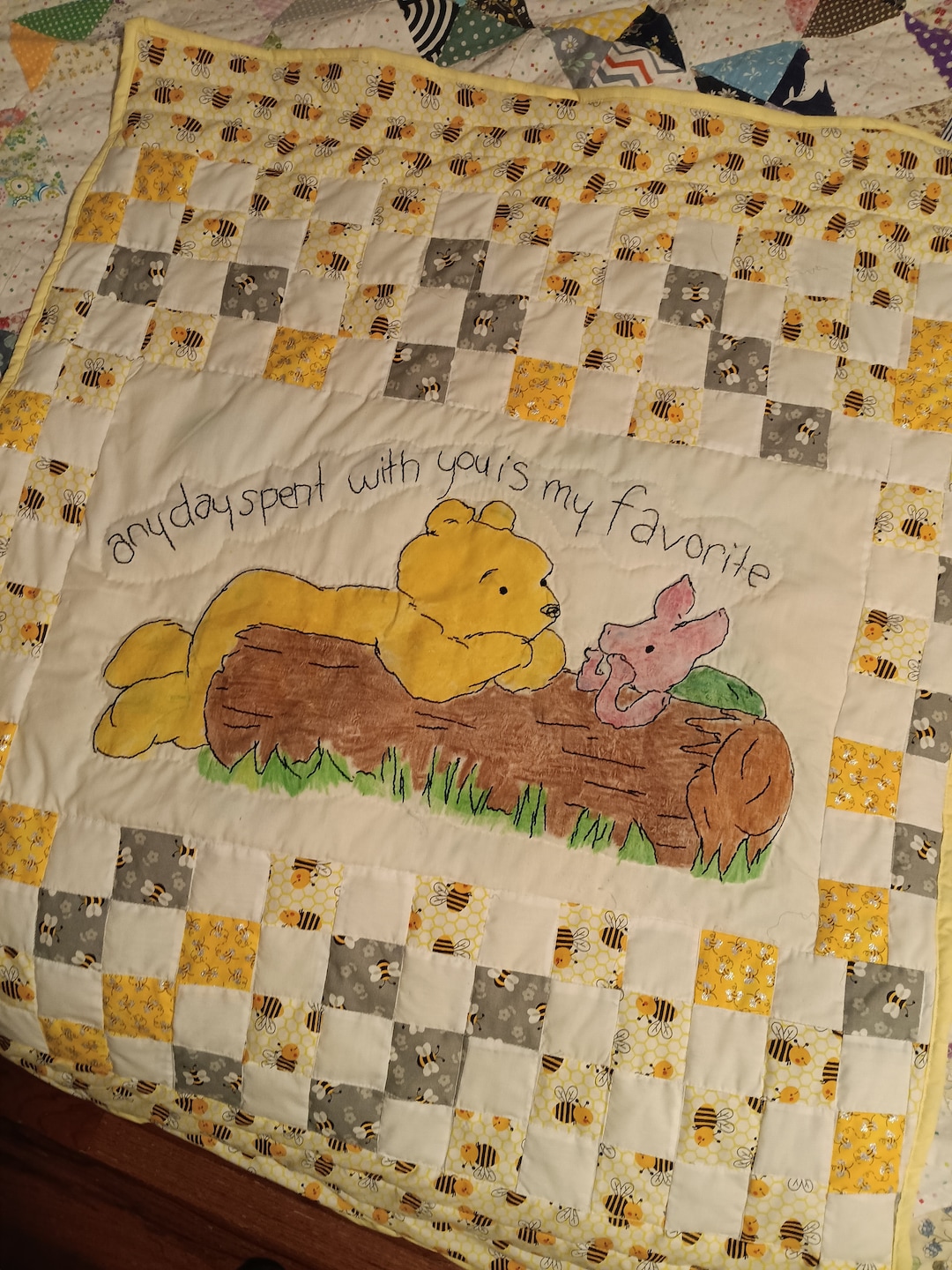 Classic Winnie the Pooh Crib Quilt Embroidered Handmade Hand Quilted - Etsy