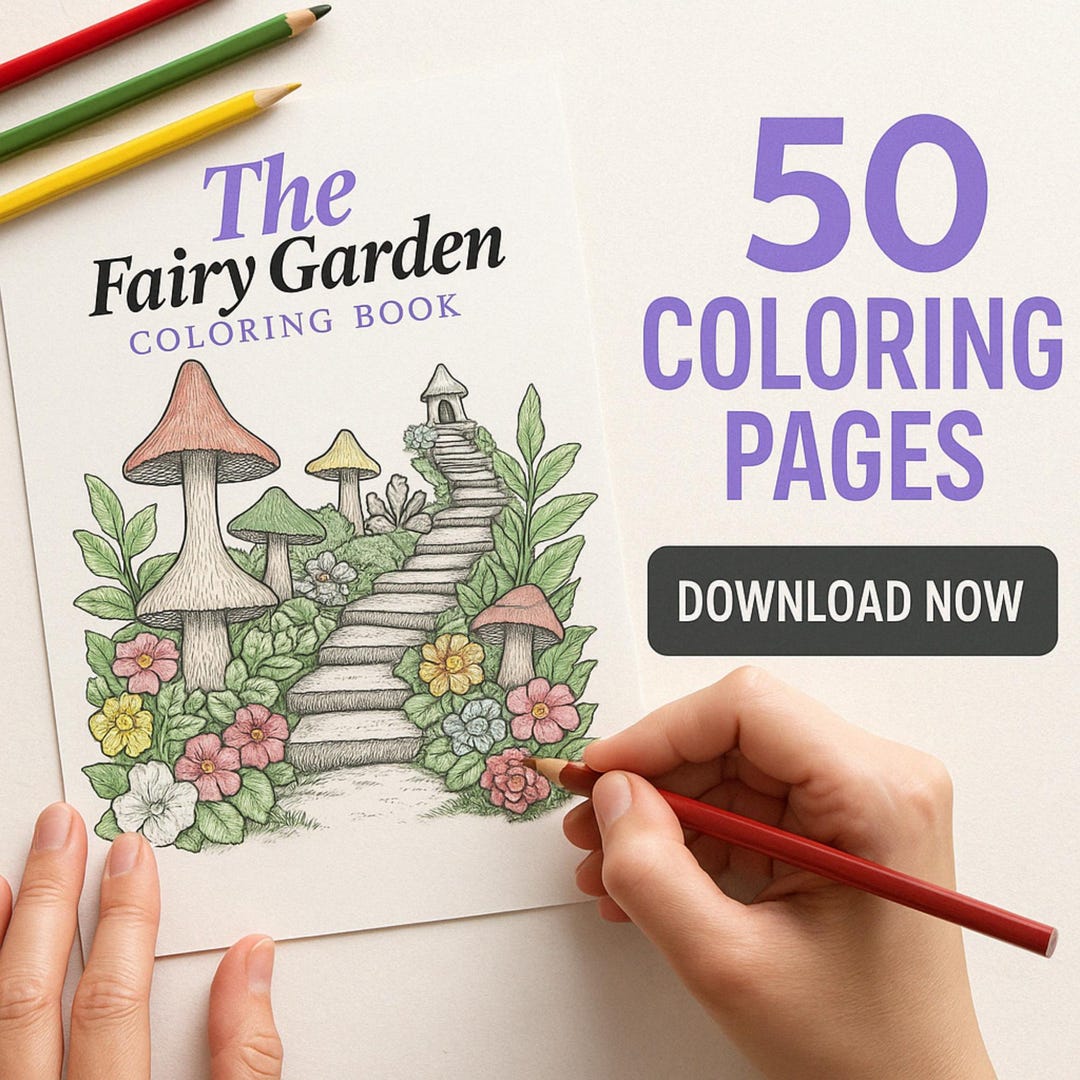 Fairy Garden Coloring Book - 50 Magical Pages for Adults & Teens ...