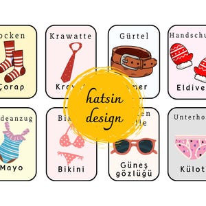 48 Turkish German Clothes Flash Cards - Bilingual Flashcards - Turkish ...