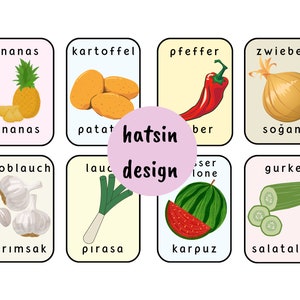 Turkish German Food (100 Cards) Flashcards - Turkish German Bilingual ...