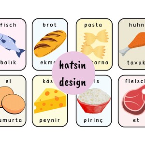 Turkish German Food (100 Cards) Flashcards - Turkish German Bilingual ...