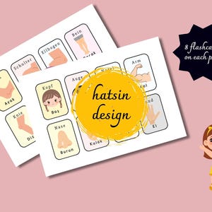 30 BILINGUAL Turkish German BODY PARTS Flashcards - Digital Download ...