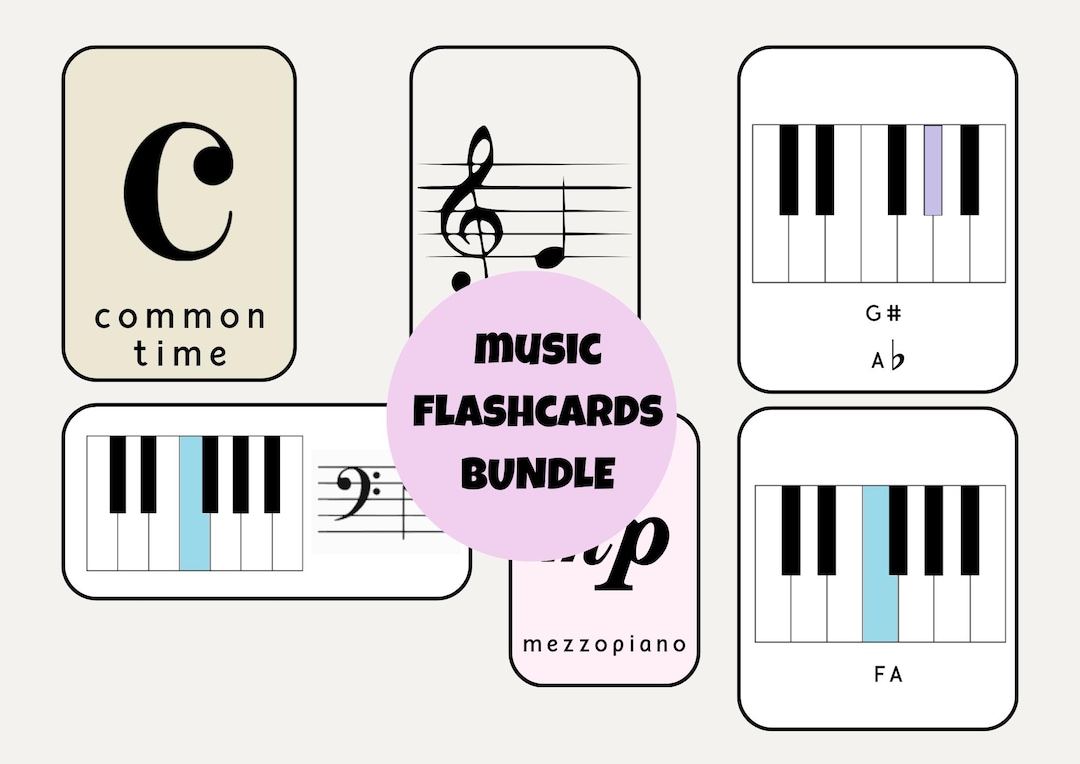 Printable Music Flashcards, Violin and Bass Clef, Music Theory ...