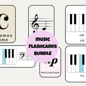 Printable Music Flashcards, Violin and Bass Clef, Music Theory ...