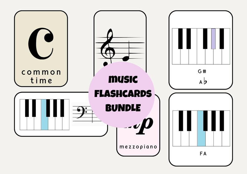 Printable Music Flashcards, Violin and Bass Clef, Music Theory ...