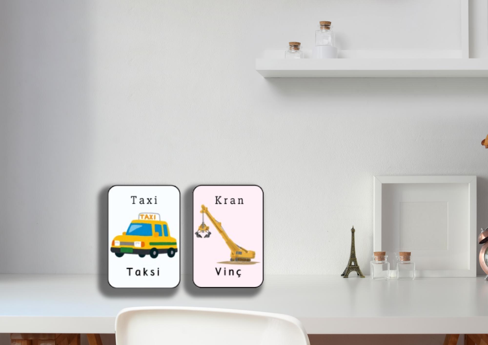 32 Transportation Vocabulary Flashcards, Turkish German Vehicle ...