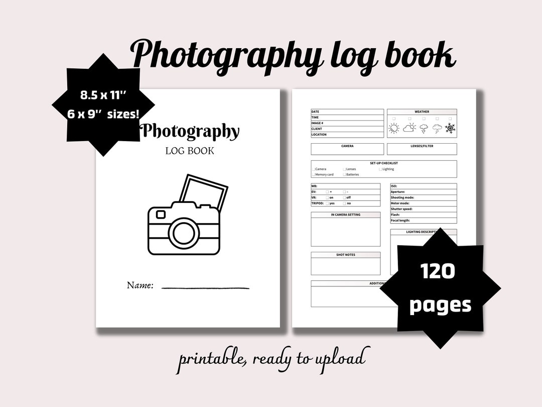 PHOTOGRAPHY Log Book 120 Pages Ready to Upload PDF Used as Low Content ...