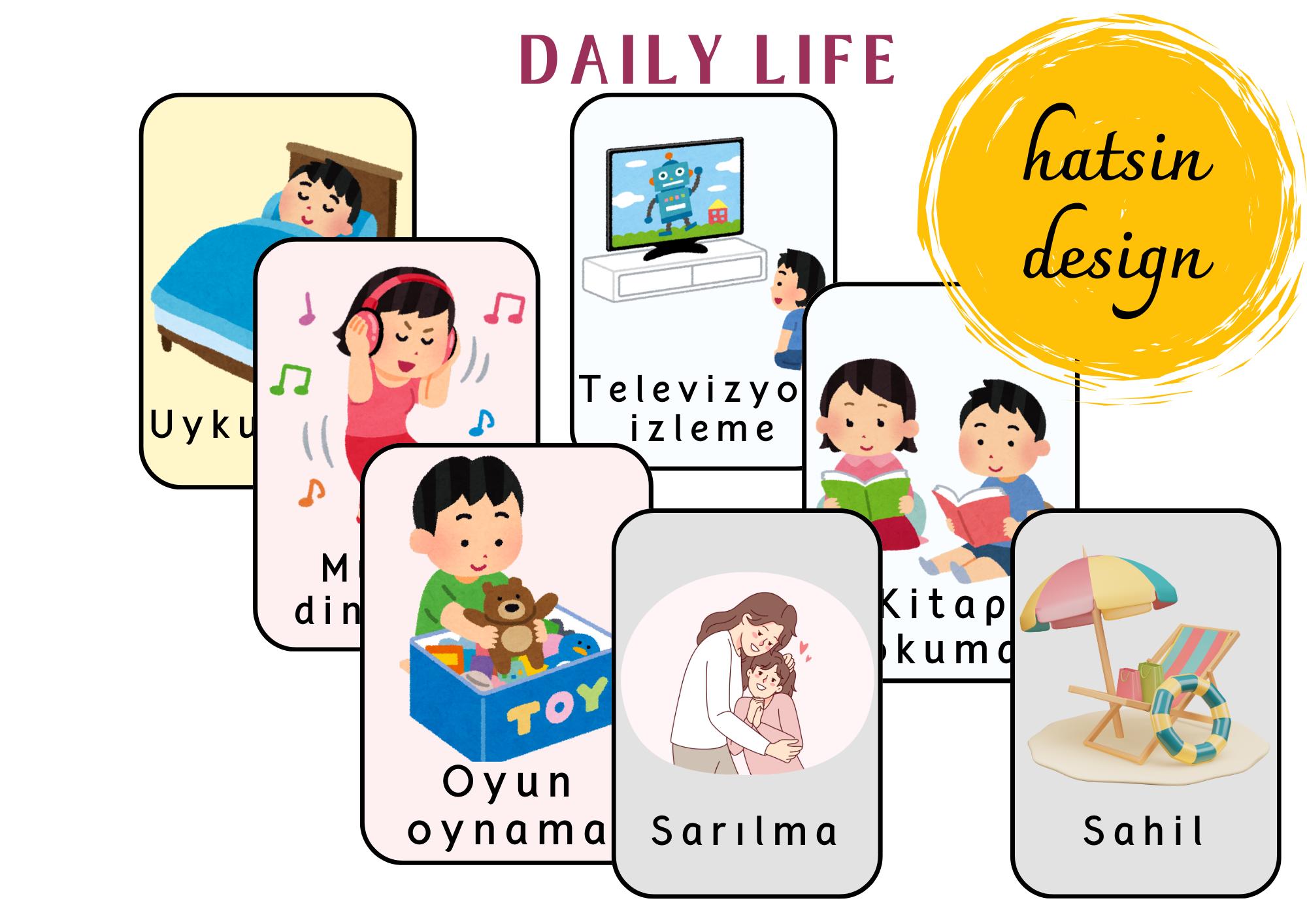 100 Turkish Daily Routines Flashcards - Digital Download - Printable ...