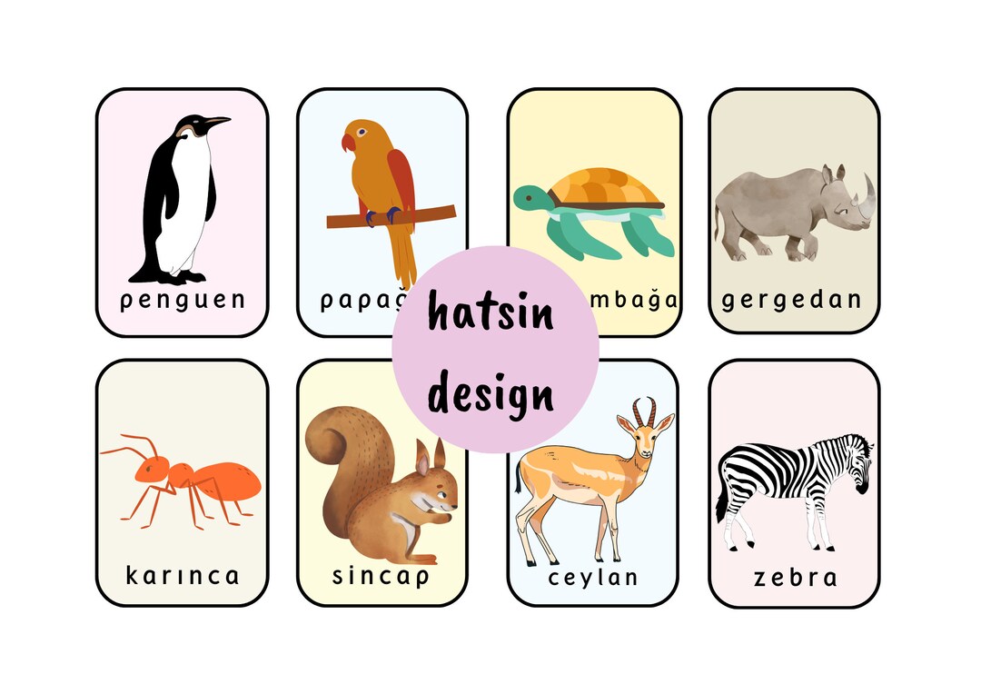 Turkish Animal Flashcards Learn Turkish With Flashcards 90 Animal ...