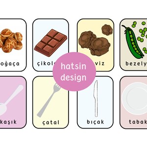 100 Turkish FOOD Flashcards - Pre-school - Homeschool -pdf - Etsy
