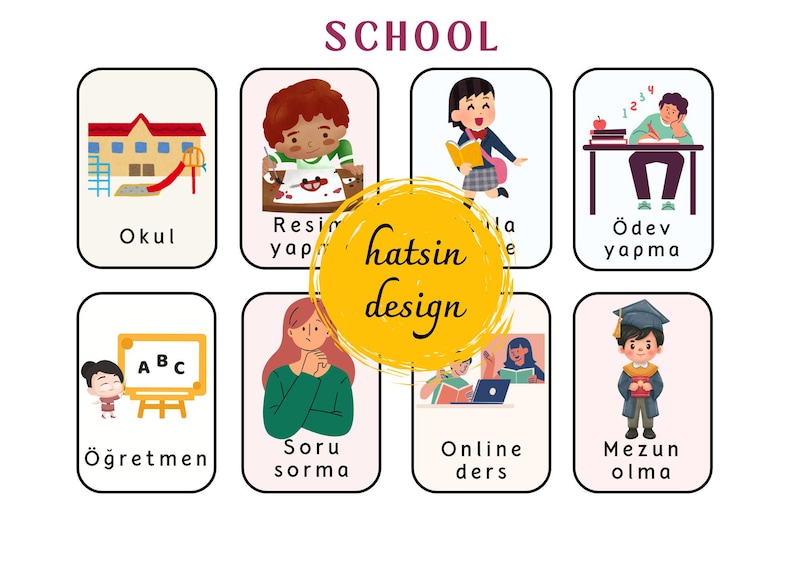 100 Turkish Daily Routines Flashcards - Digital Download - Printable ...