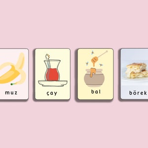 100 Turkish FOOD Flashcards - Pre-school - Homeschool -pdf - Etsy