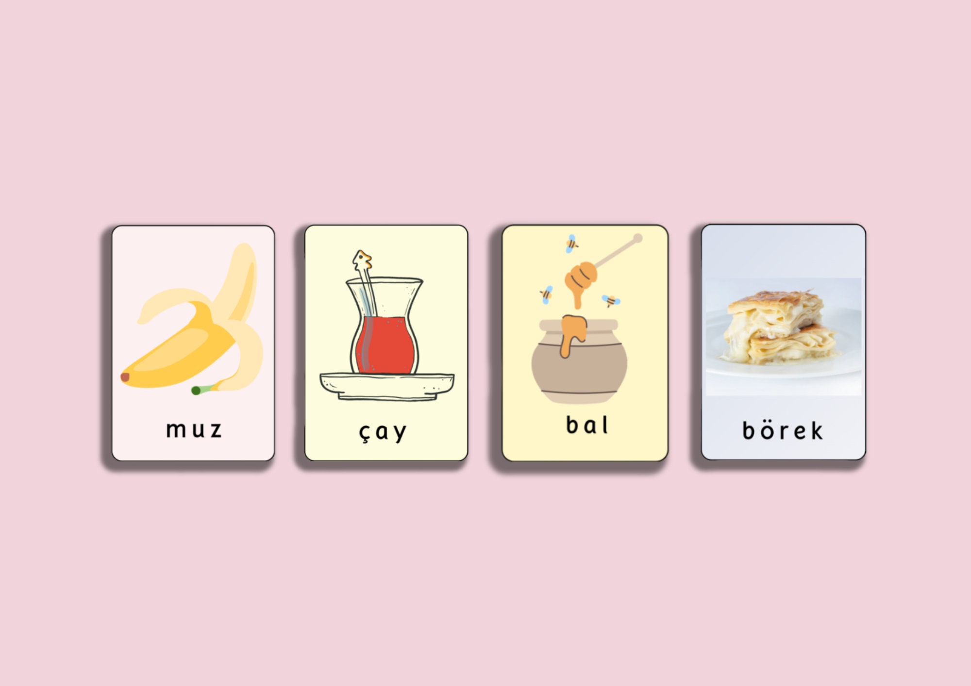 100 Turkish FOOD Flashcards - Pre-school - Homeschool -pdf - Etsy
