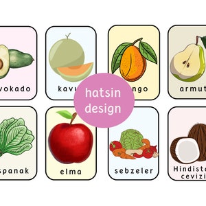 100 Turkish FOOD Flashcards - Pre-school - Homeschool -pdf - Etsy