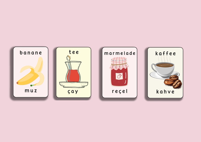 Turkish German Food (100 Cards) Flashcards - Turkish German Bilingual ...