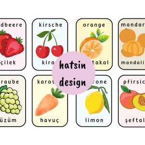 Turkish German Food (100 Cards) Flashcards - Turkish German Bilingual ...