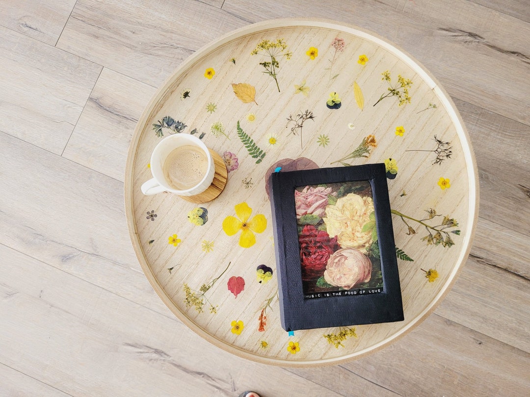 Side Table Made of Epoxy Resin and Real Flowers, Bedside Table, Coffee ...
