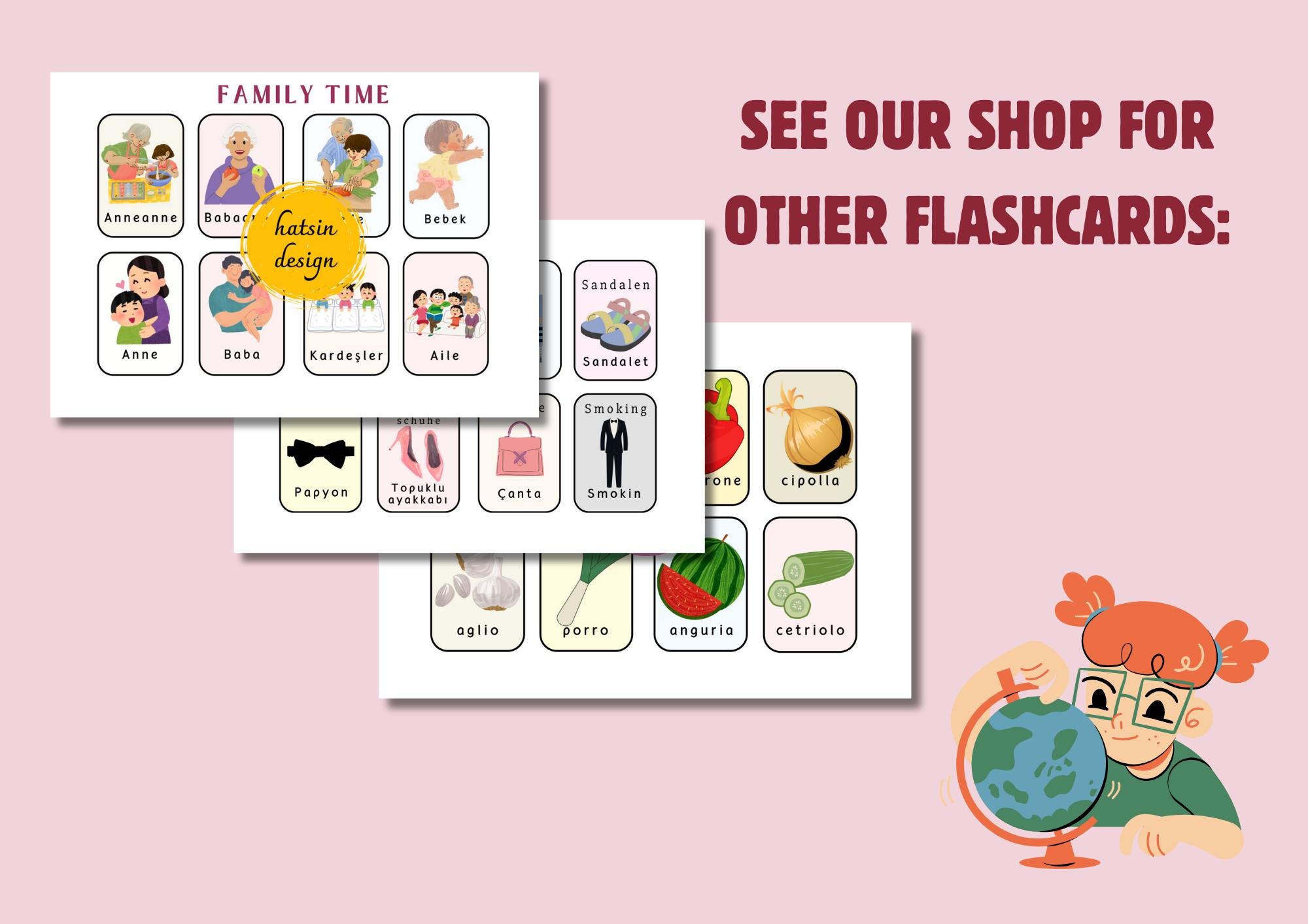 100 Turkish FOOD Flashcards - Pre-school - Homeschool -pdf - Etsy