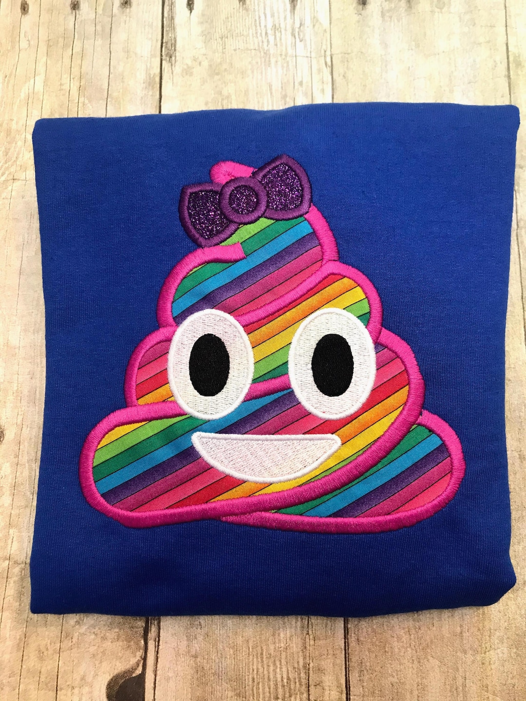 Rainbow Poop Emoji Embroidered Sweatshirt - Etsy