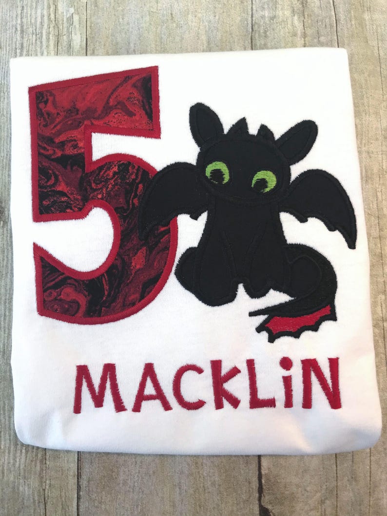 Toothless Personalized Embroidered Birthday Shirt - Etsy