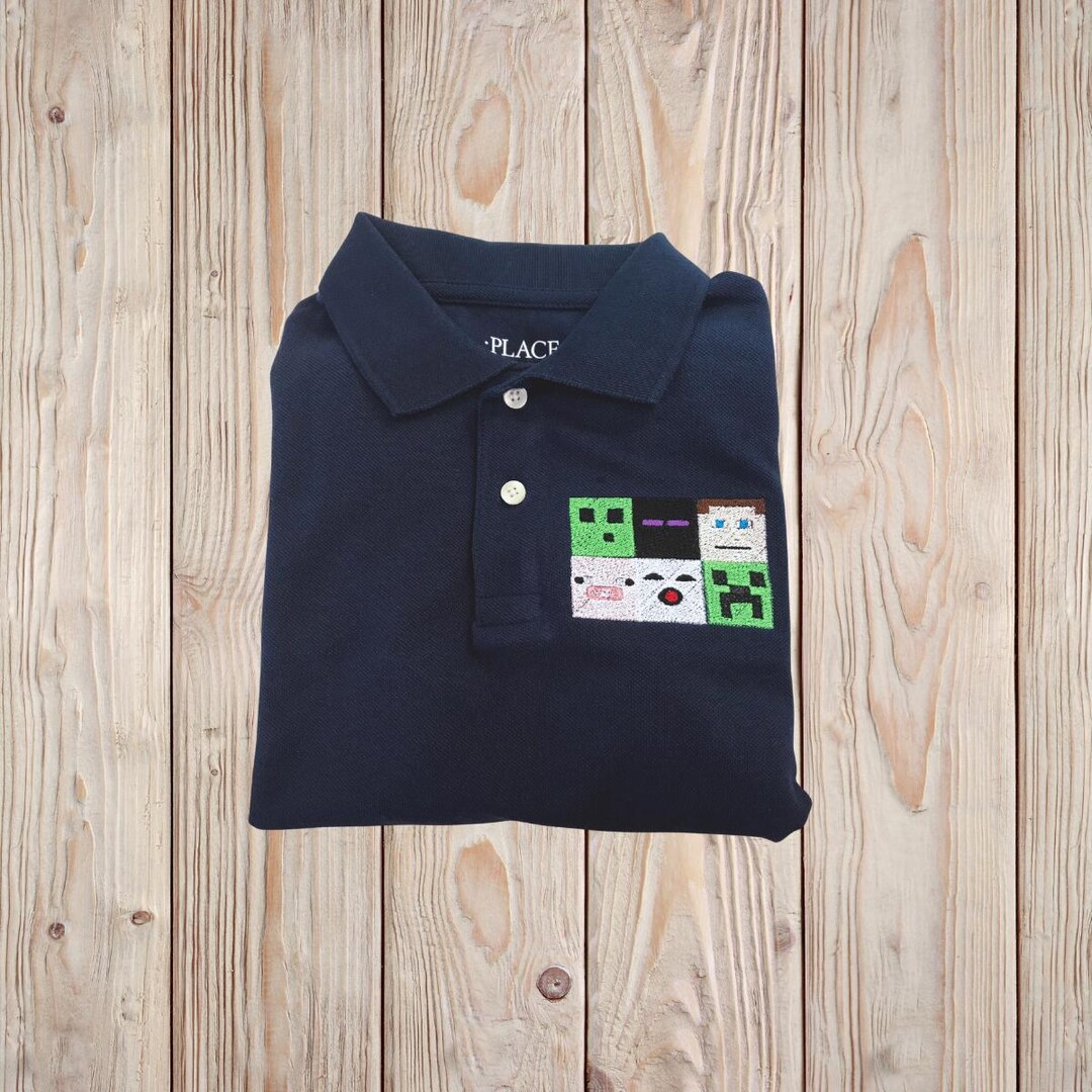 Block Character Embroidered Polos - Etsy