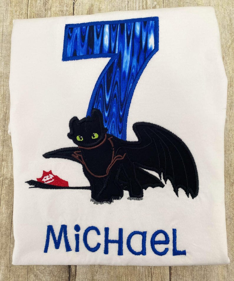 Toothless Personalized Embroidered Birthday Shirt - Etsy