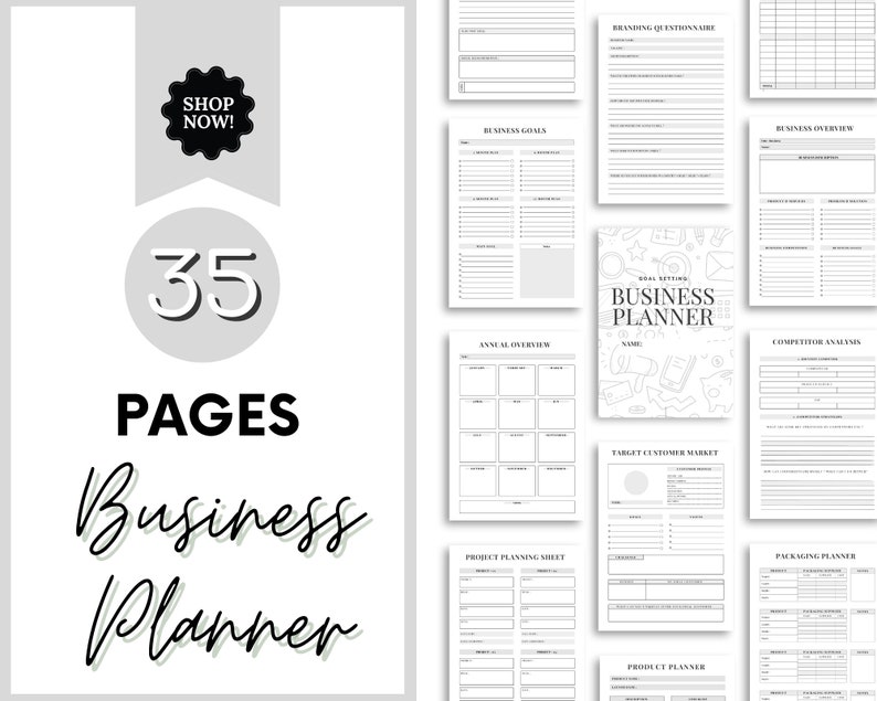 Minimalist Pintable Business Planner, Printable Business Planner Bundle ...