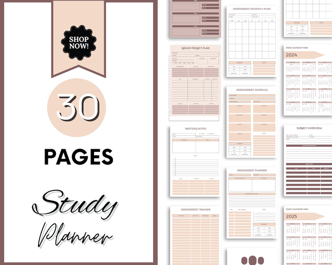 Printable Planner, 30 Pages Student Planner Bundle, Study Planner ...