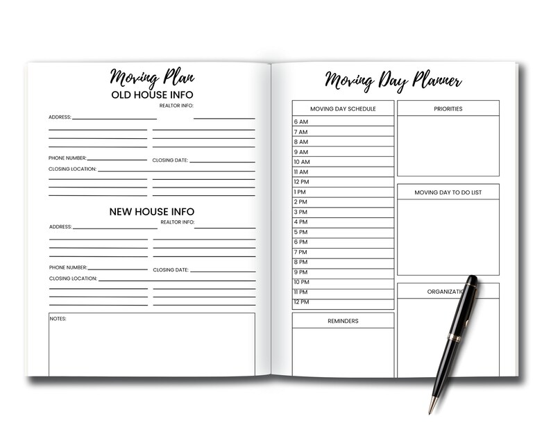 Home Moving Planner, Moving Checklist, Moving Planner, Moving Binder ...