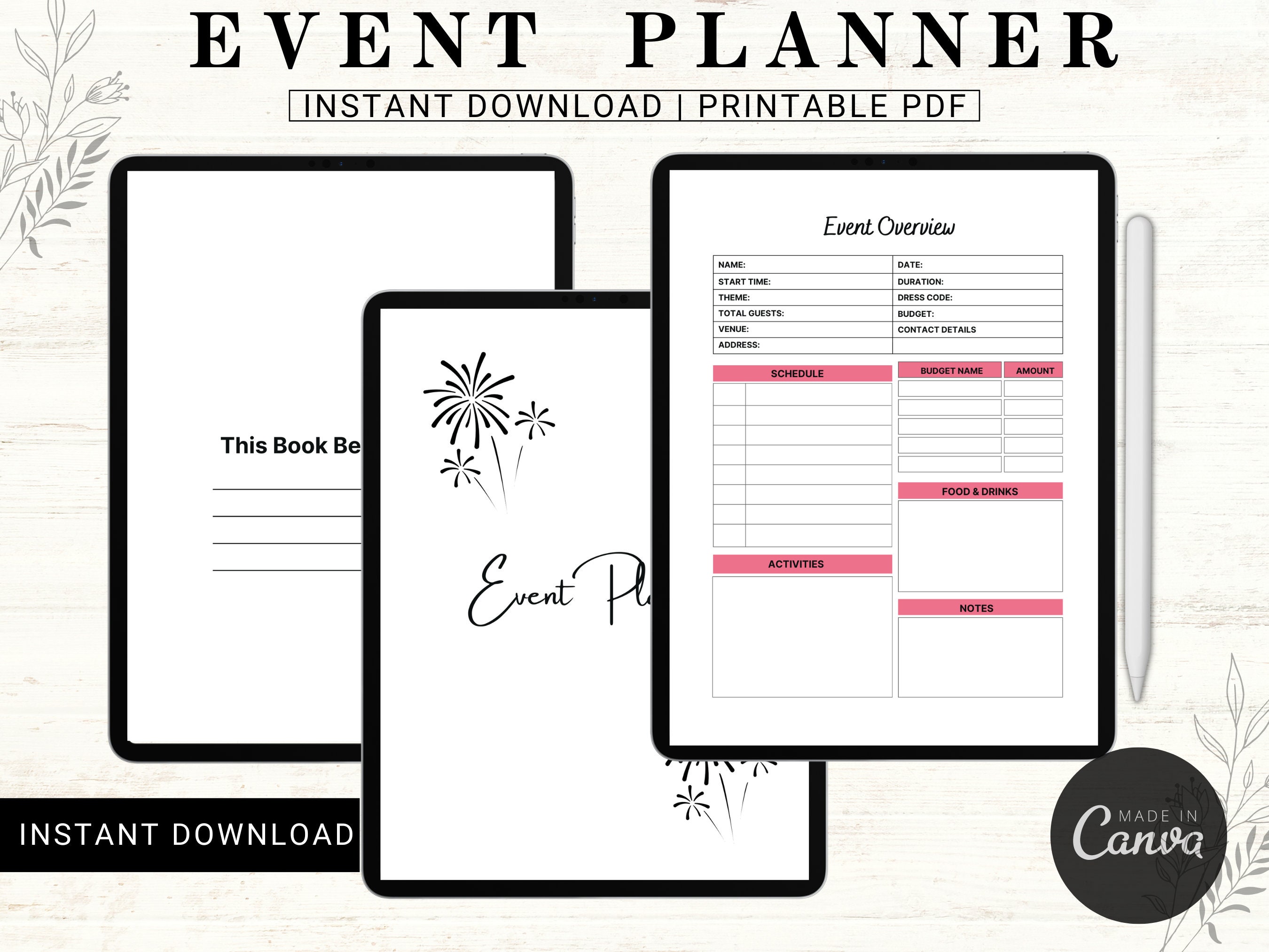 Event Planner, Printable Event Planner, Birthday Party Organiser, Event ...