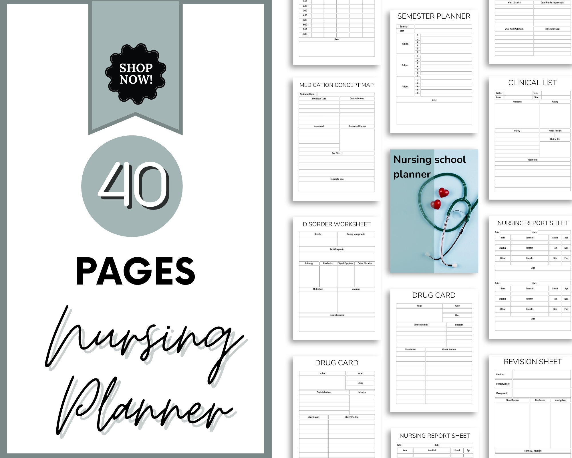 Nursing Planner, Nursing Student Planner, Printable Planner for Nursing ...