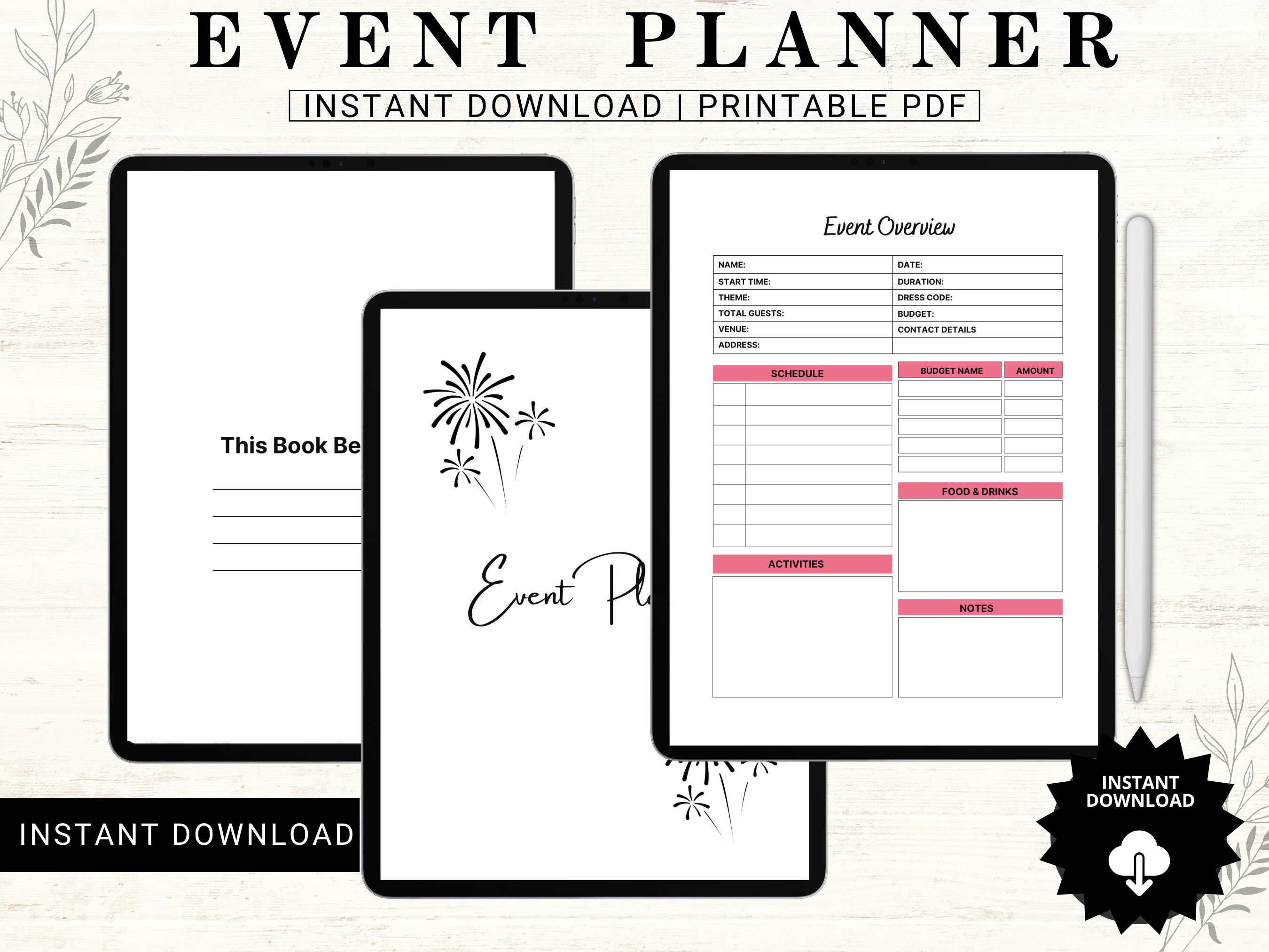 Event Planner, Printable Event Planner, Birthday Party Organiser, Event ...