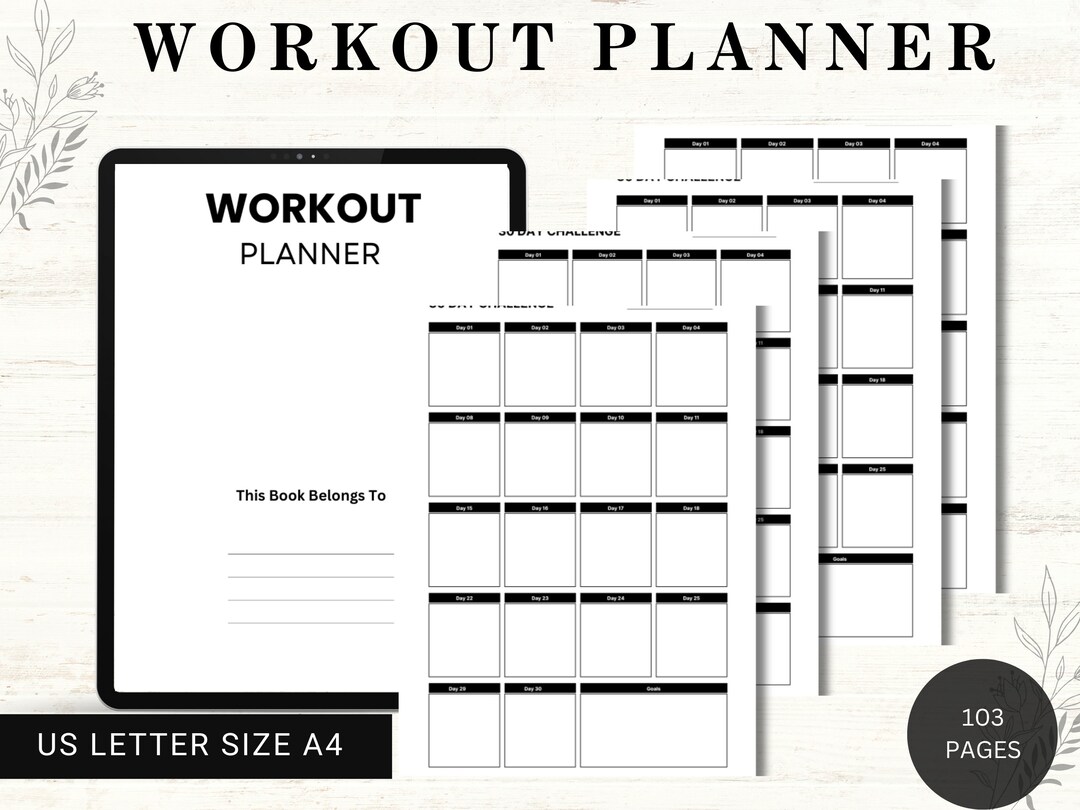 Work Out Planner, Workout Planner Printable, Fitness Journal, Weight ...