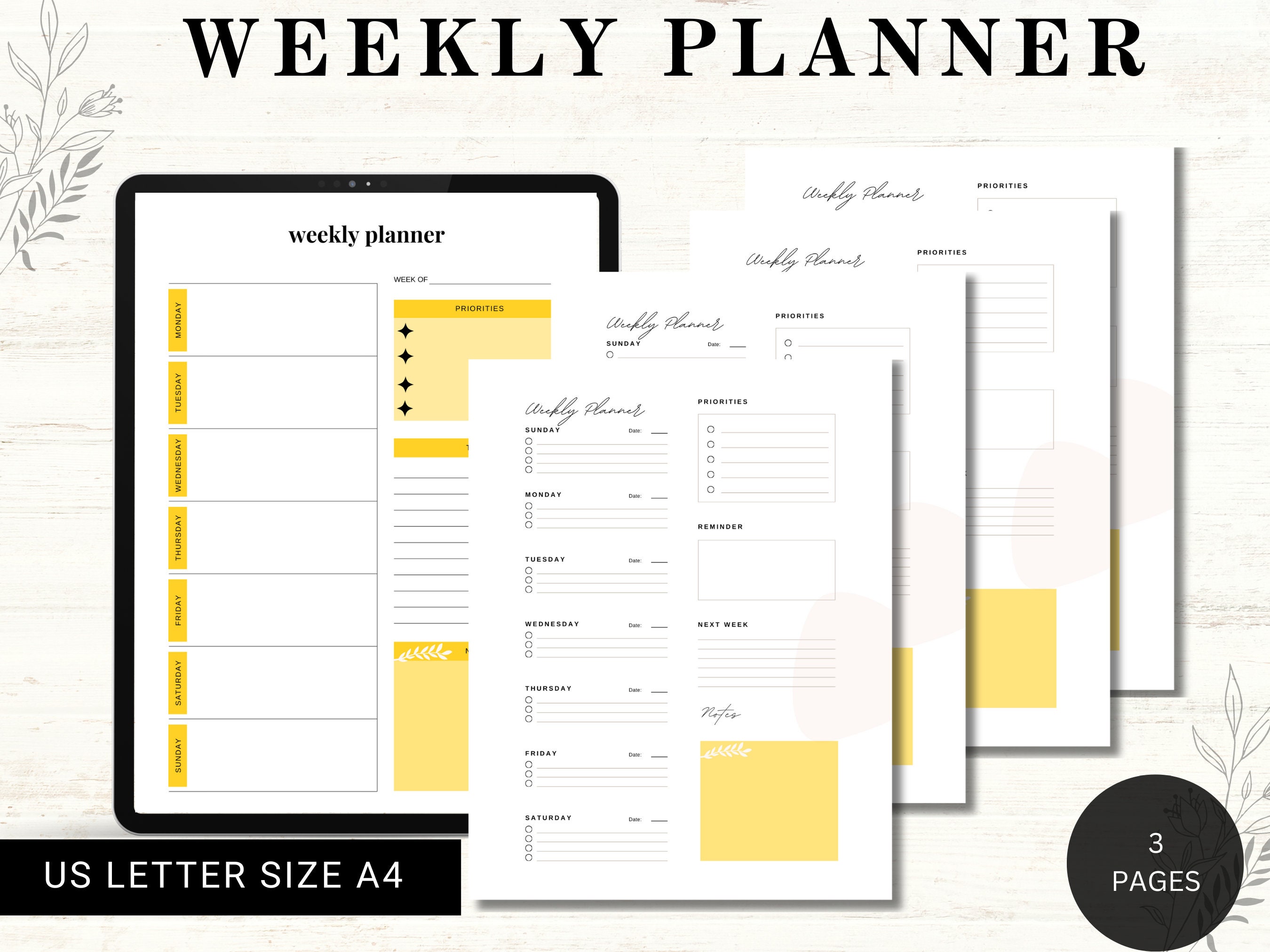 Weekly Planner, Planner Weekly Printable Weekly Schedule Printable ...