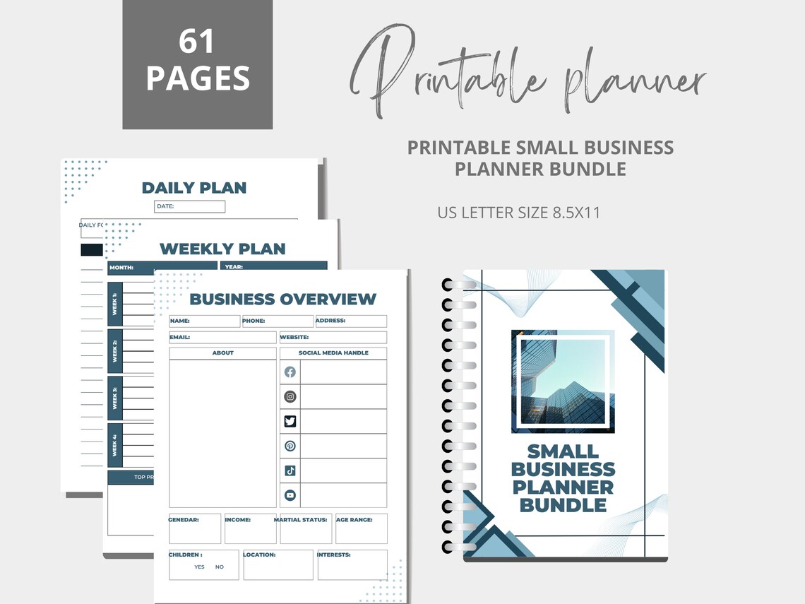 Small Business Planner Bundle, Printable Business Planner Bundle, Small ...